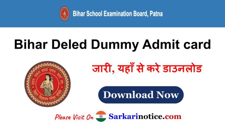 Bihar DElEd Dummy Admit Card 2025 - Sarkari Notice